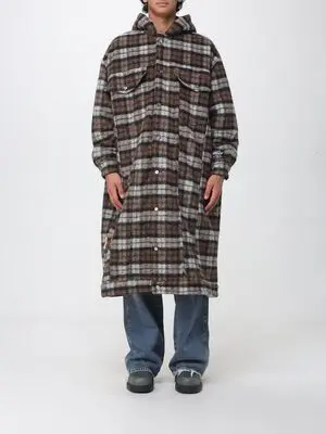 PDF Oversized Long Hooded Coat In Check Wool Blend