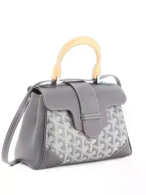 Goyard Saigon Top Handle Bag Coated Canvas With Leather Mini Shoulder Bag - Grey