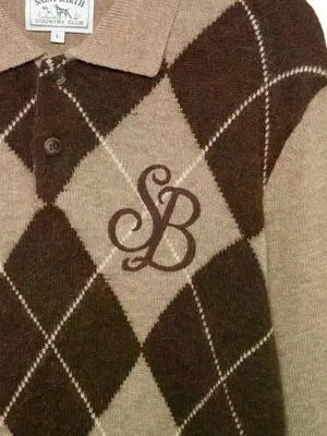 MC2 SAINT BARTH Belmont Argyle-knit Logo-embroidered Polo Shirt