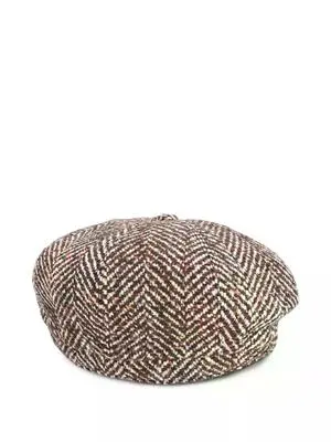 Tagliatore Checked Herringbone Flat Cap