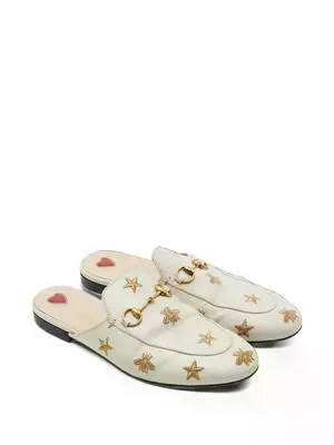 Gucci Princetown Embroidered Horsebit Mules