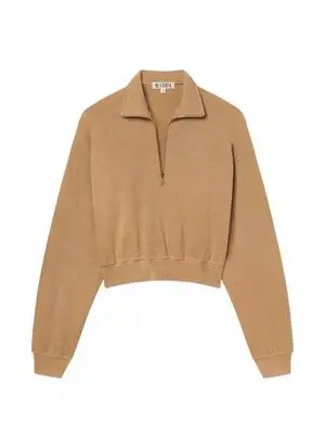 Eterne Half-zip Cropped Sweatshirt - Neutrals