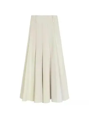 ALYSI Pleated A-line Midi Skirt - White