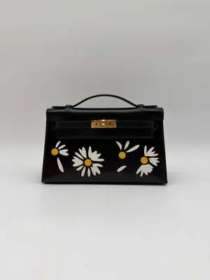 Hermès Kelly Marquete Noir/ Blanc/ Jaune De Naples Box Leather Gold Hardware - Multi