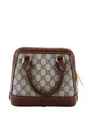 Gucci Horsebit 1955 Top Handle Bag Gg Coated Canvas With Leather Mini Shoulder Bag - Brown