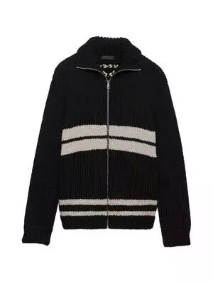 Prada Wool And Cashmere Zipper Cardigan - Black