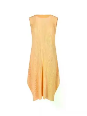 Issey Miyake Pleated Asymmetric Midi Dress - Orange