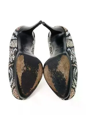 GIUSEPPE ZANOTTI Crystal-embellished Peep-toe Pumps