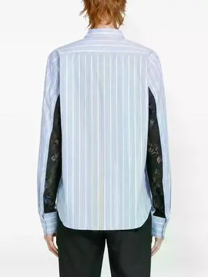 Comme Des Garçons Pinstripe Lace-panel Shirt