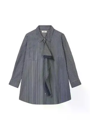 STUDIO TOMBOY Vertical-stripe Draped Shirt - Blue