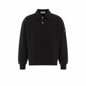 Stone Island Stone Island Men Logo Long Sleeves Polo Black