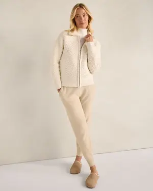 HAVEN WELL WITHIN Cozy Knit Bobble Bomber Jacket