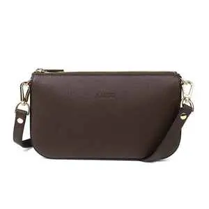 AARNI Sola Handbag, Dark Brown - Silver
