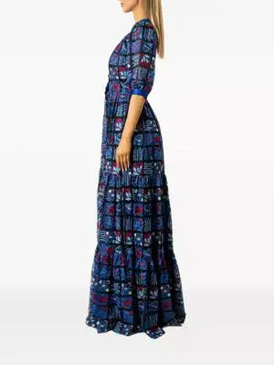 MIAU BY CLARA ROTESCU Embroidered Tiered Maxi Dress