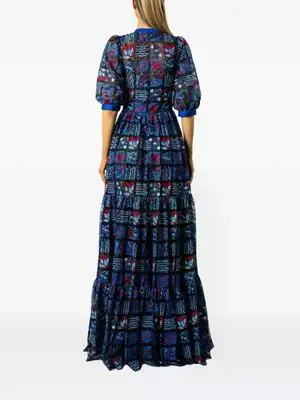 MIAU BY CLARA ROTESCU Embroidered Tiered Maxi Dress