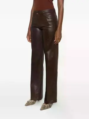 L'Agence Coated Wide-leg Trousers
