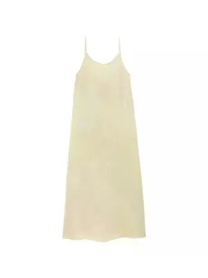 UMA WANG Square-stitch Spaghetti-strap Midi Dress - Neutrals