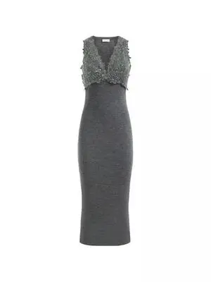 Brunello Cucinelli Dress With Dazzling Lace Embroidery - Grey