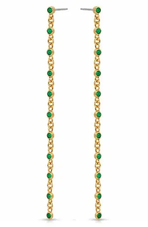 Ettika Dainty Linear Cubic Zirconia Drop Earrings