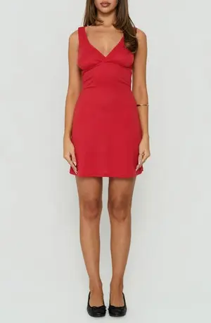 Princess Polly Kasiana Pointelle Stitch Minidress - Red