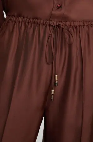 FRAME The Pintuck Wide Leg Silk Lounge Pants
