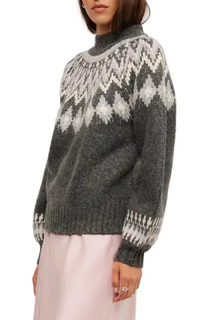 Fifteen Twenty Zarah Jacquard Mock Neck Sweater
