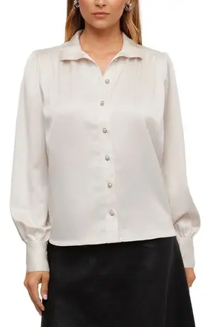 Fifteen Twenty Chloe Satin Shirt - Bone