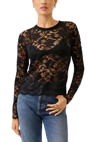 Fifteen Twenty Marlena Floral Lace Top - Black