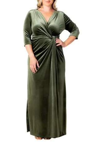 KIYONNA Versailles Velvet Evening Gown - Olive