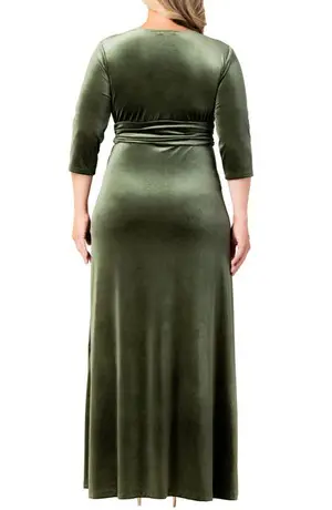 KIYONNA Versailles Velvet Evening Gown - Olive