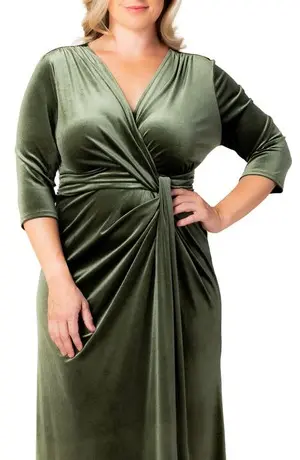 KIYONNA Versailles Velvet Evening Gown - Olive