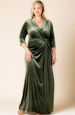 KIYONNA Versailles Velvet Evening Gown - Olive