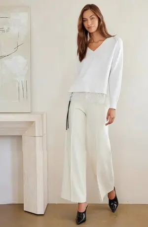 Fifteen Twenty Camila Lace Layered Sweater