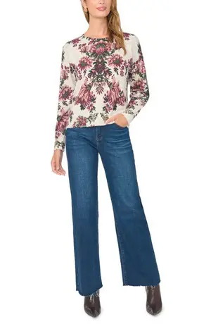 Vince Camuto Print Crewneck Sweater
