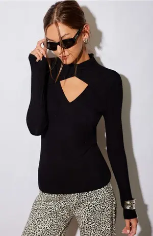 Fifteen Twenty Kari Crossover Ribbed Top
