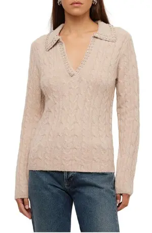 Fifteen Twenty Estelle Cable Knit Sweater - Wheat