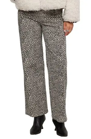 Fifteen Twenty Livvy High Waist Wide Leg Corduroy Pants - Leopard