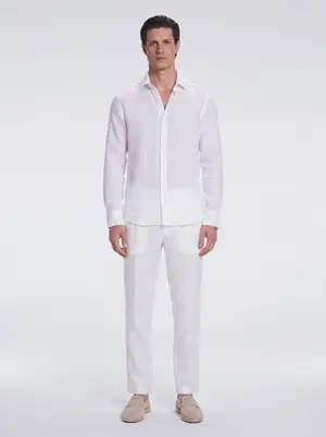 MOEVA Harry Linen Shirt Spread Collar - White
