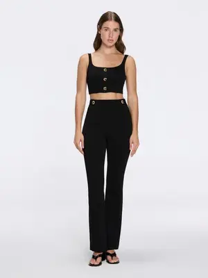 MOEVA Colette Knitted High Waisted Wide-leg Pant Black