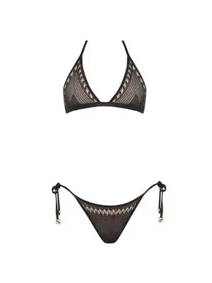 MOEVA Isola Metallic Knit Side Tie Bikini Bottom - Black