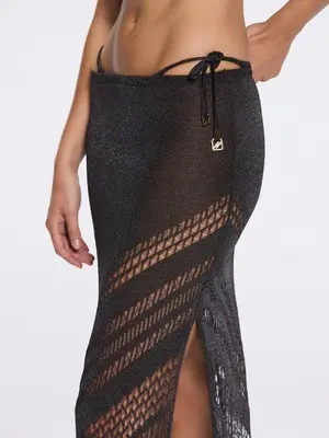 MOEVA Mercantour Metallic Knit High-waist Maxi Skirt - Black