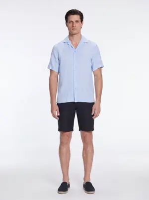 MOEVA Romeo Linen Shirt With Camp Collar Light/pastel Blue