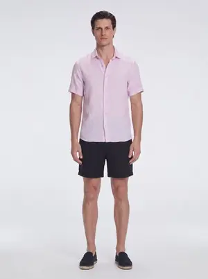 MOEVA Romeo Linen Shirt With Camp Collar Light/pastel Pink
