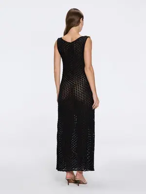 MOEVA Angles High-neck Maxi Dress With Tie-side And Gold Detail