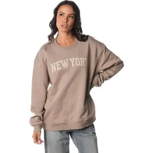 THE WILD COLLECTIVE Warm New York Knicks Front Back Crew Sweatshirt - Gray