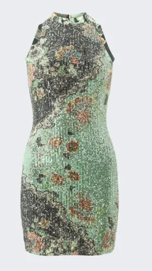 Roberto Cavalli Kimono-print Sequined Mini Dress - Multi
