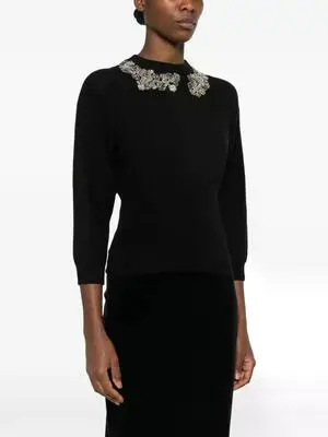 Chiara Boni La Petite Robe Crystal-embellished Three-quarter Sleeve Sweater