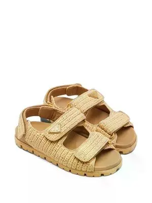 Prada Triangle Logo Crochet Sandals