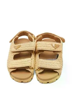 Prada Triangle Logo Crochet Sandals
