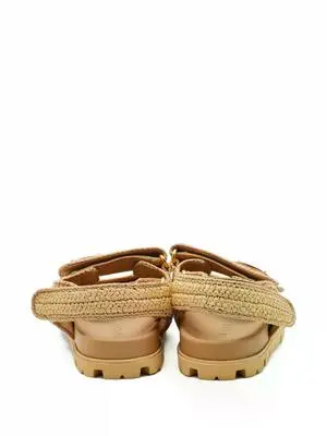 Prada Triangle Logo Crochet Sandals